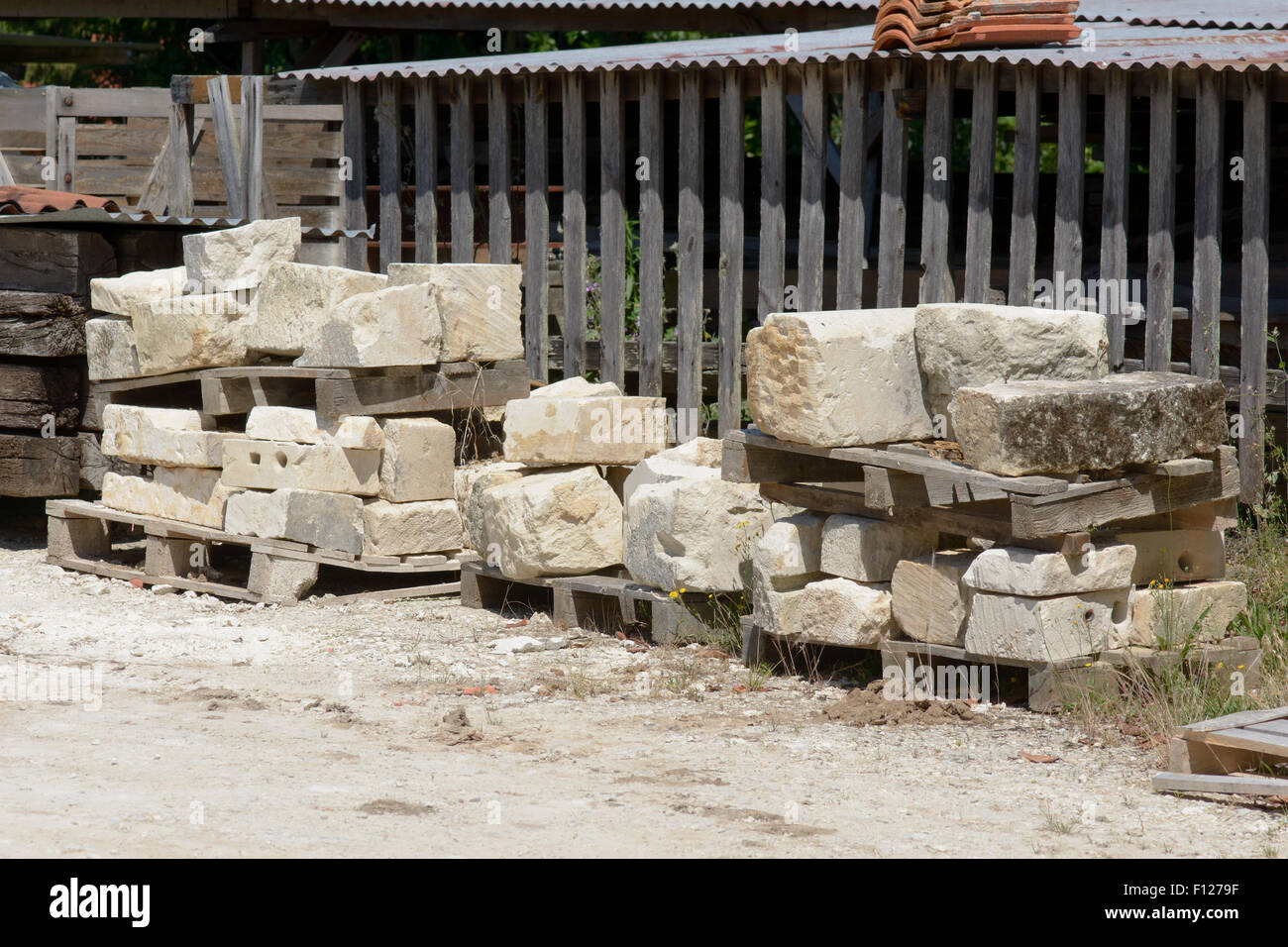 Large stones stacked in piles to be used to build house in St Thomas de ...