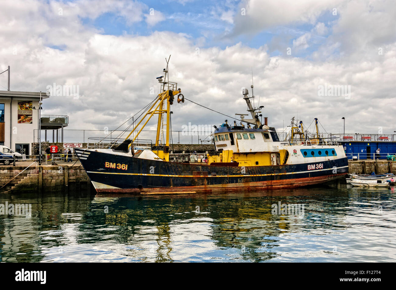 The twin beam trawler BM 36t1 FV Barentszee moored to the quayside in ...