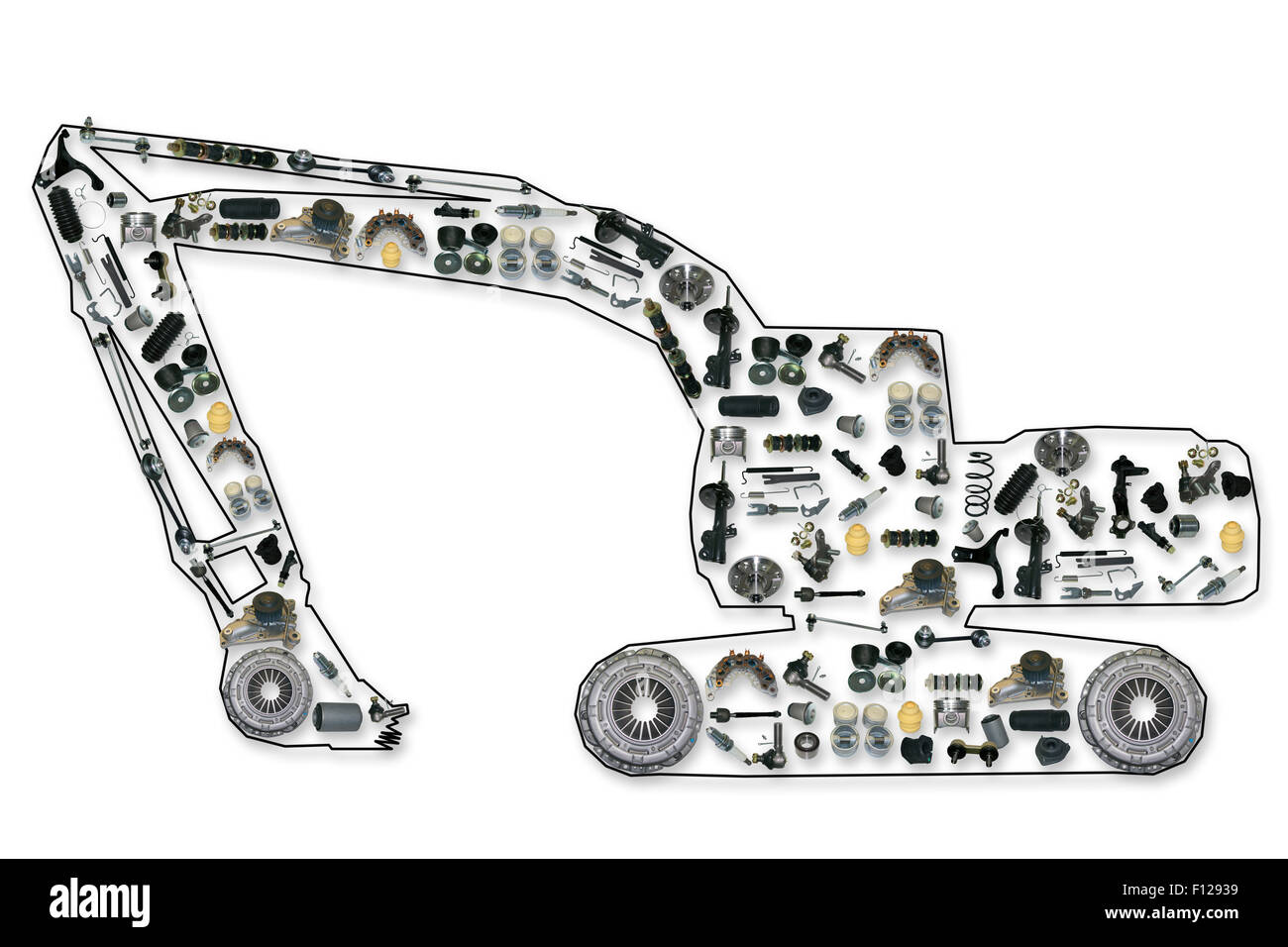 spare parts for truck or excavator, like excavator Stock Photo - Alamy