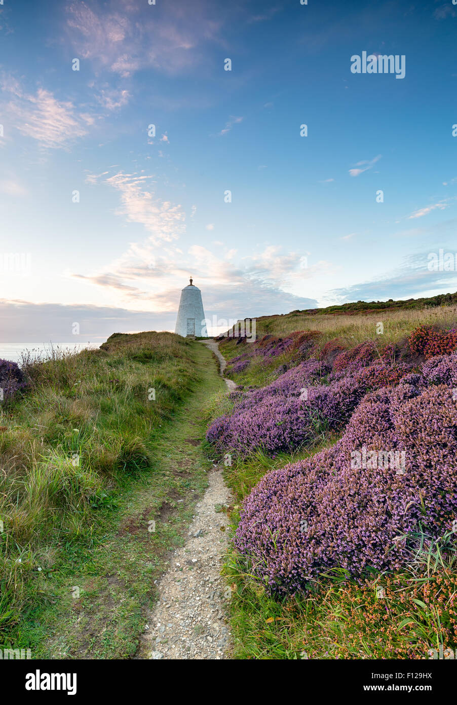 The Pepper Pot day mark lighthouse on cliffs above Portreath on the ...