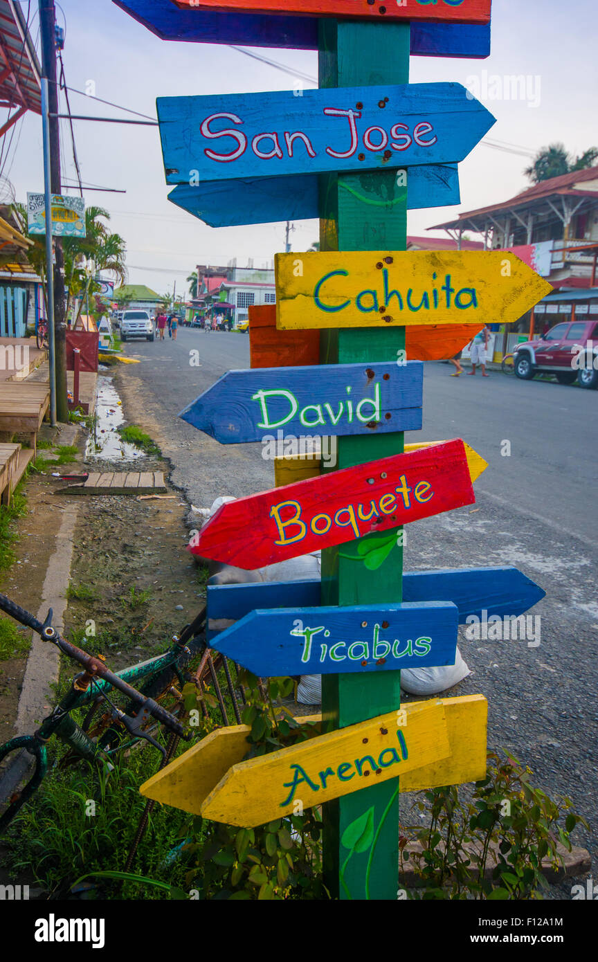 distance signpost on a caribean island Stock Photo - Alamy