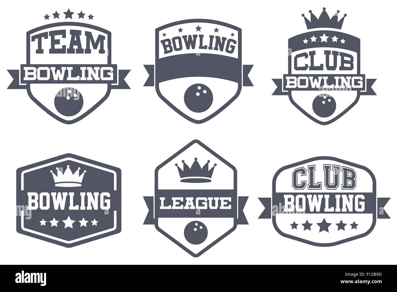 Set of Vintage Bowling Club Badge and Label Stock Vector Image & Art ...
