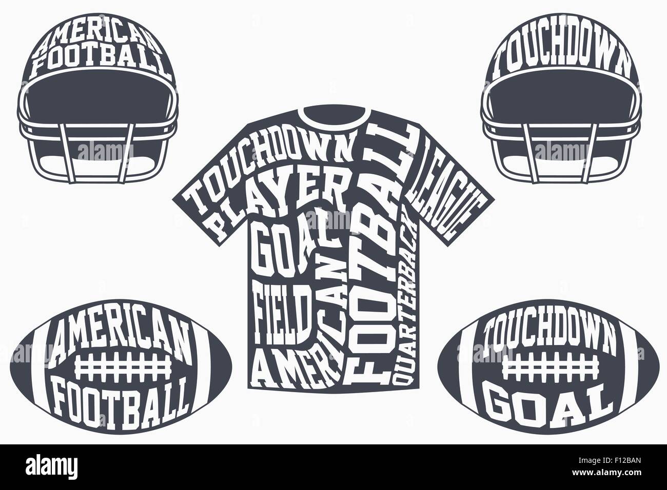 Sports symbols of American football with typography Stock Vector Image ...