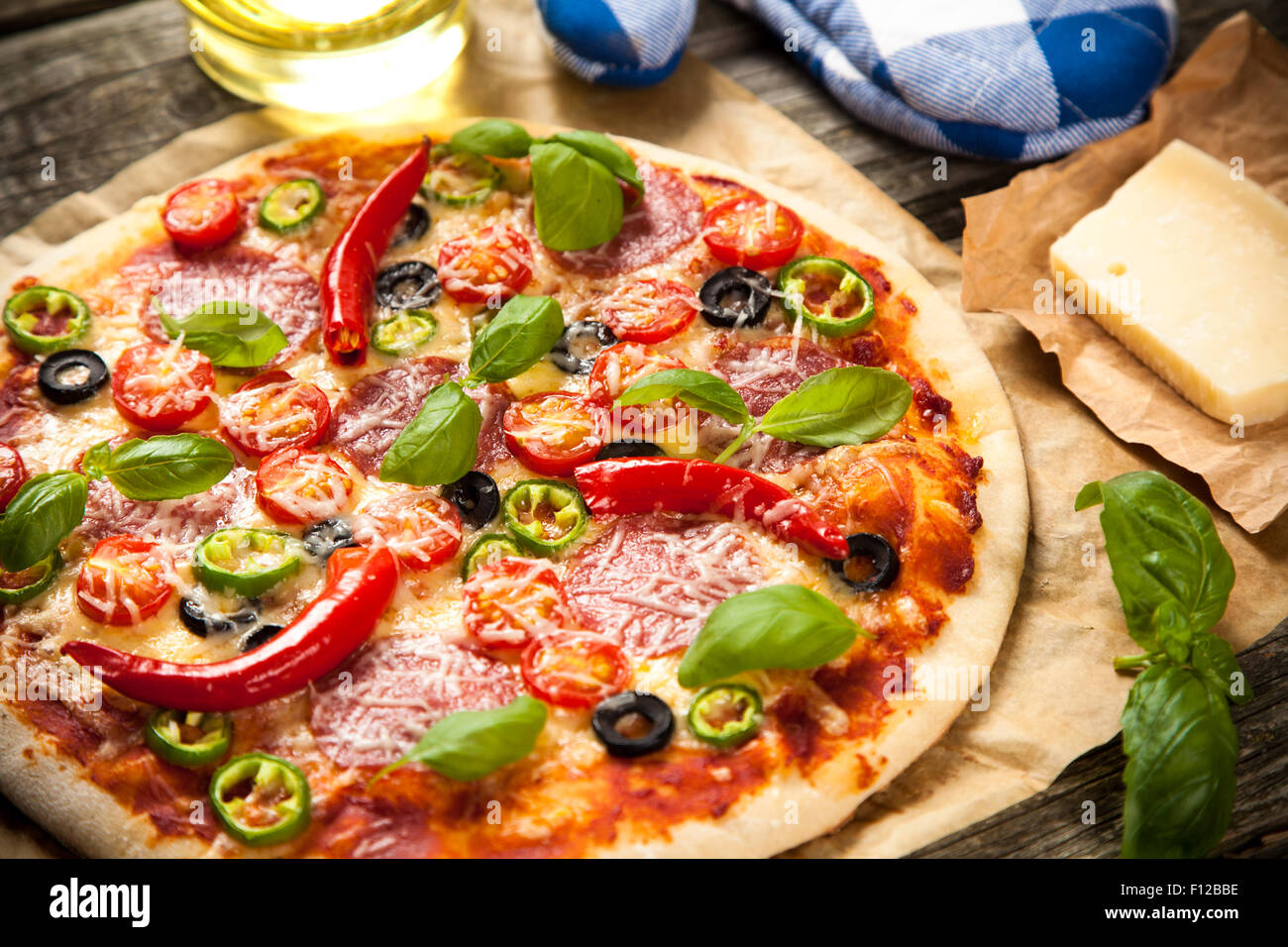 Delicious home made pizza Stock Photo - Alamy