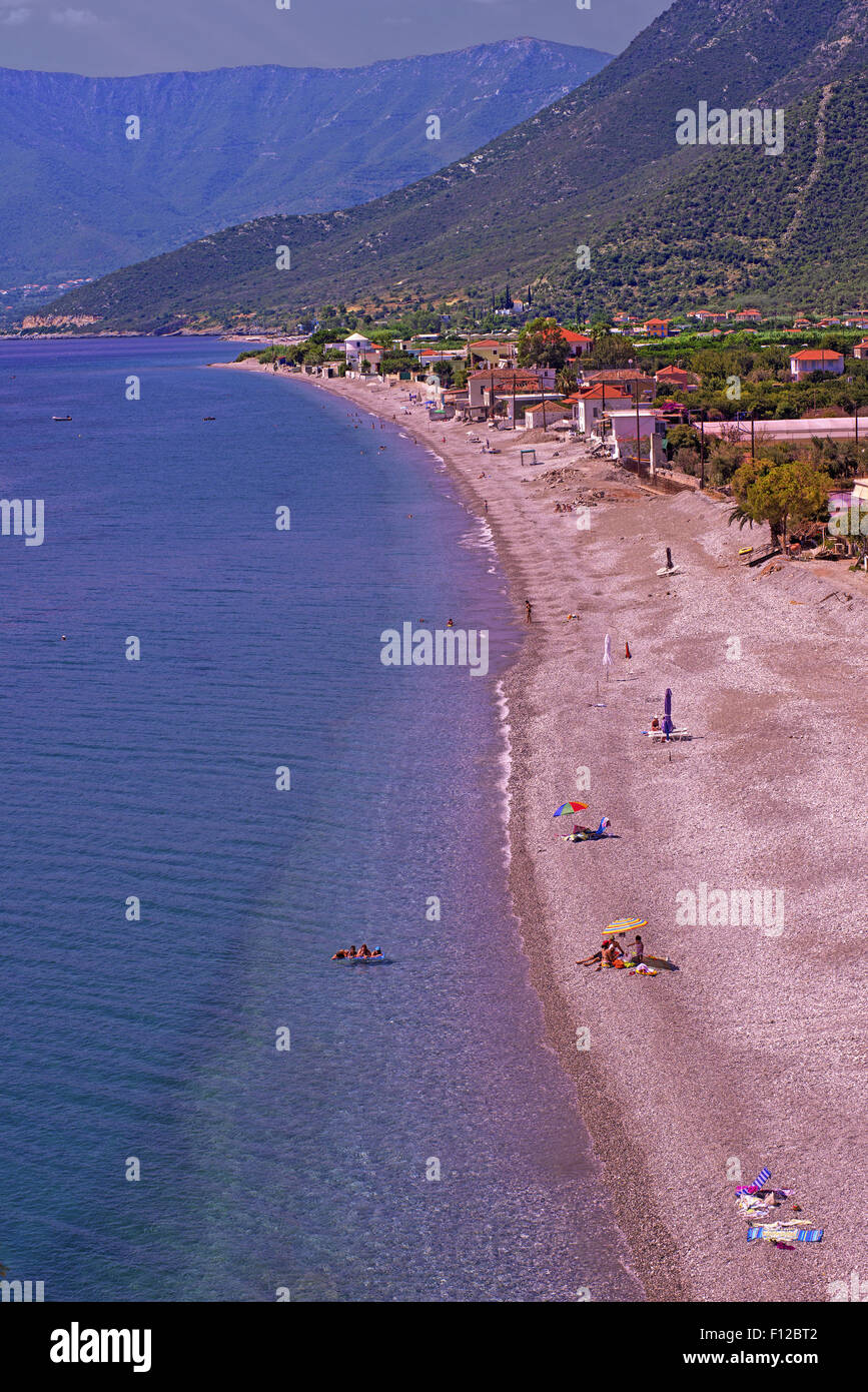 View to Plaka beach located near Leonidio town, one of the most ...