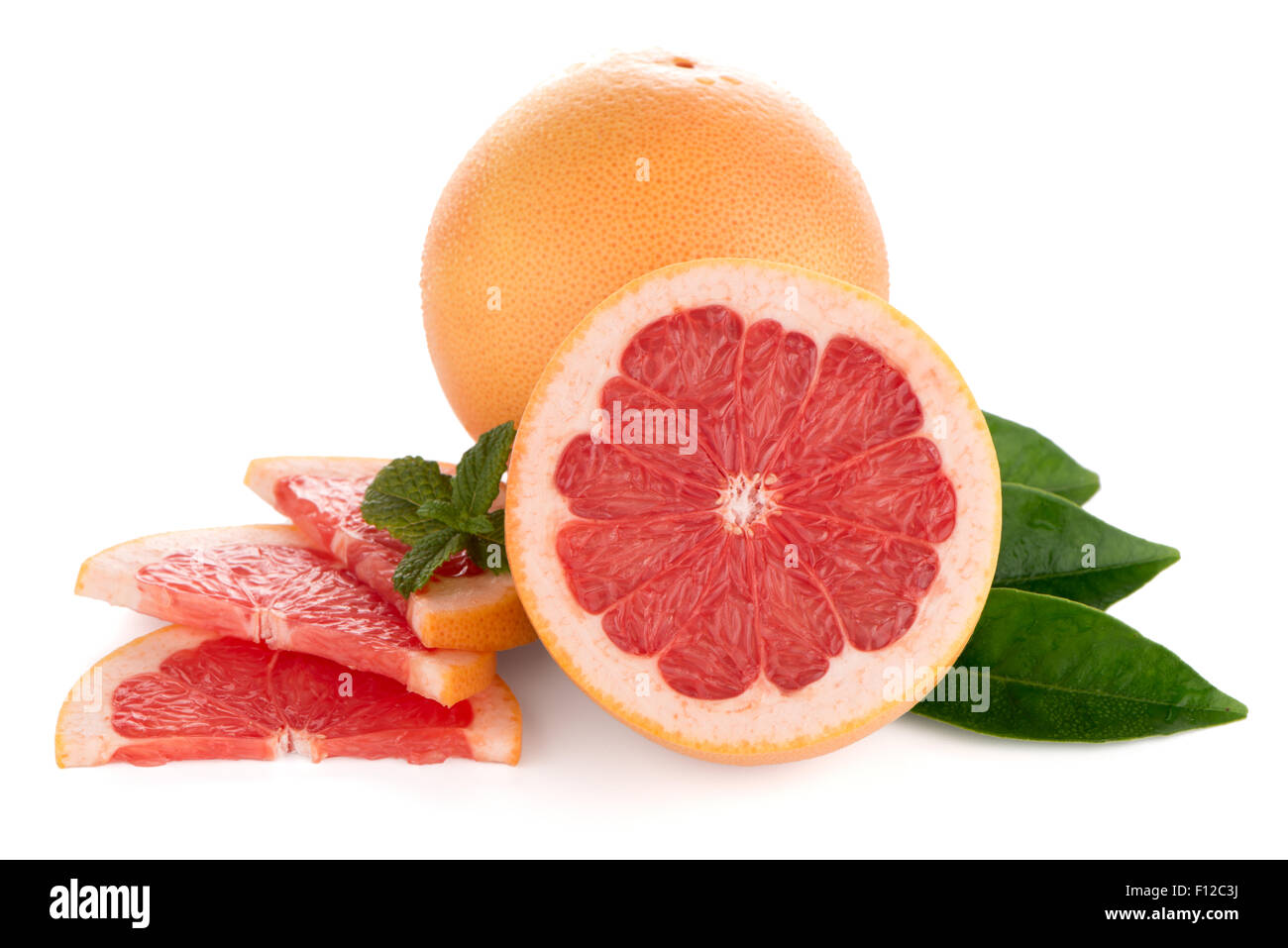 Ripe red grapefruit isolated on white background Stock Photo - Alamy