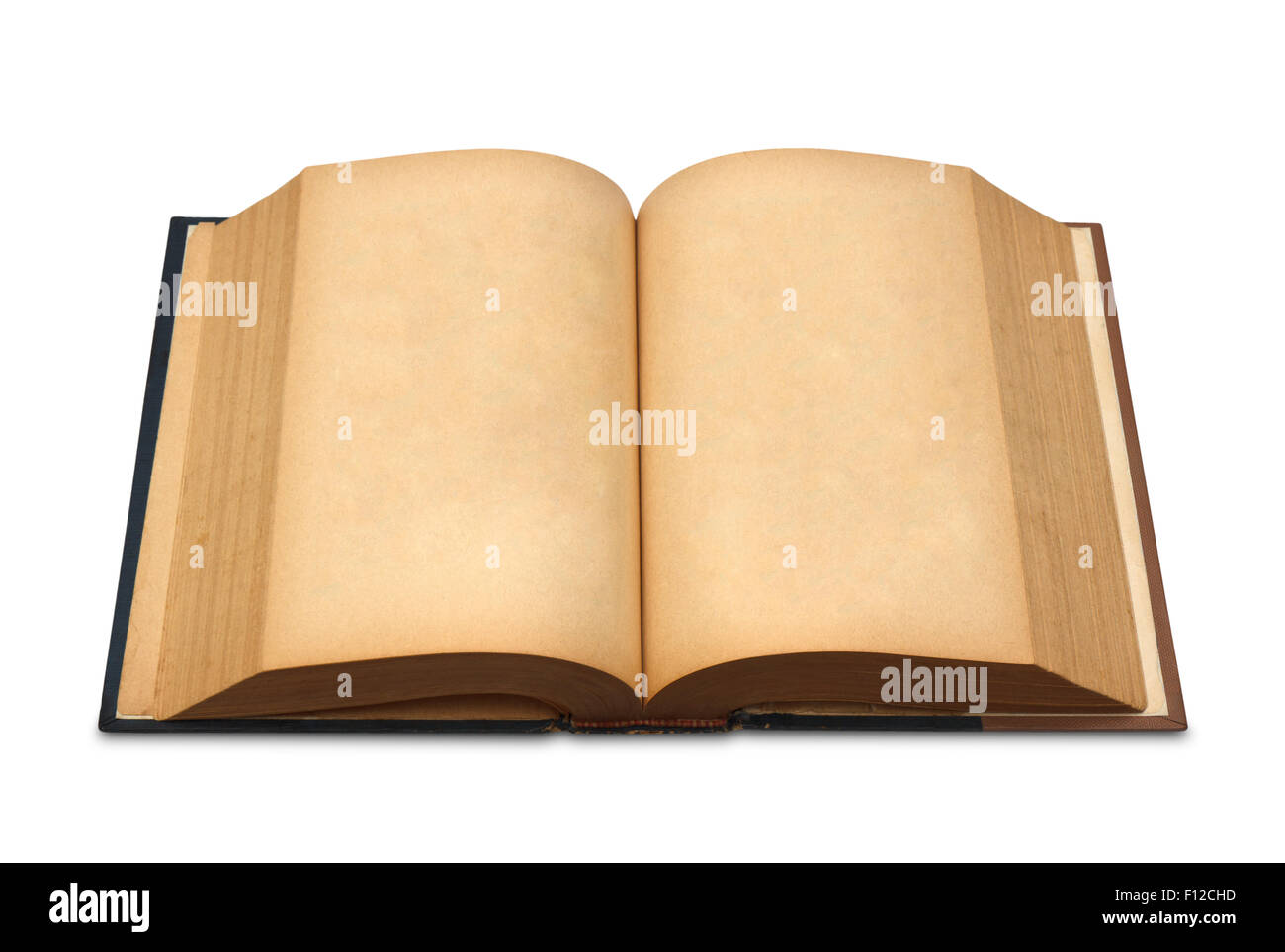 Old book with blank yellow stained pages Stock Photo - Alamy