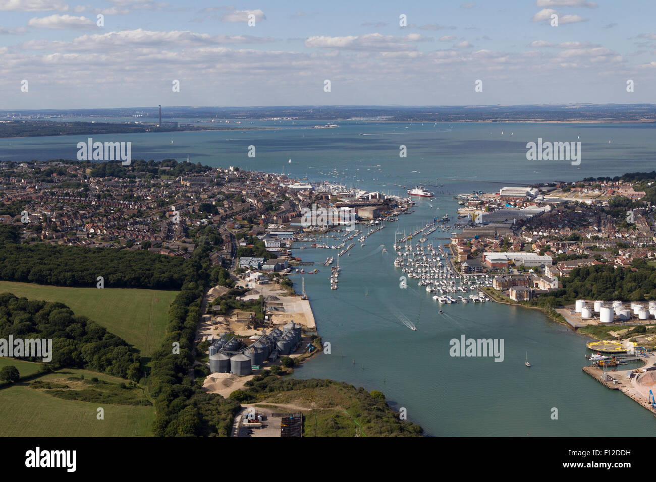Aerial image of Cowes and the Medina River, Isle of Wight Stock Photo ...