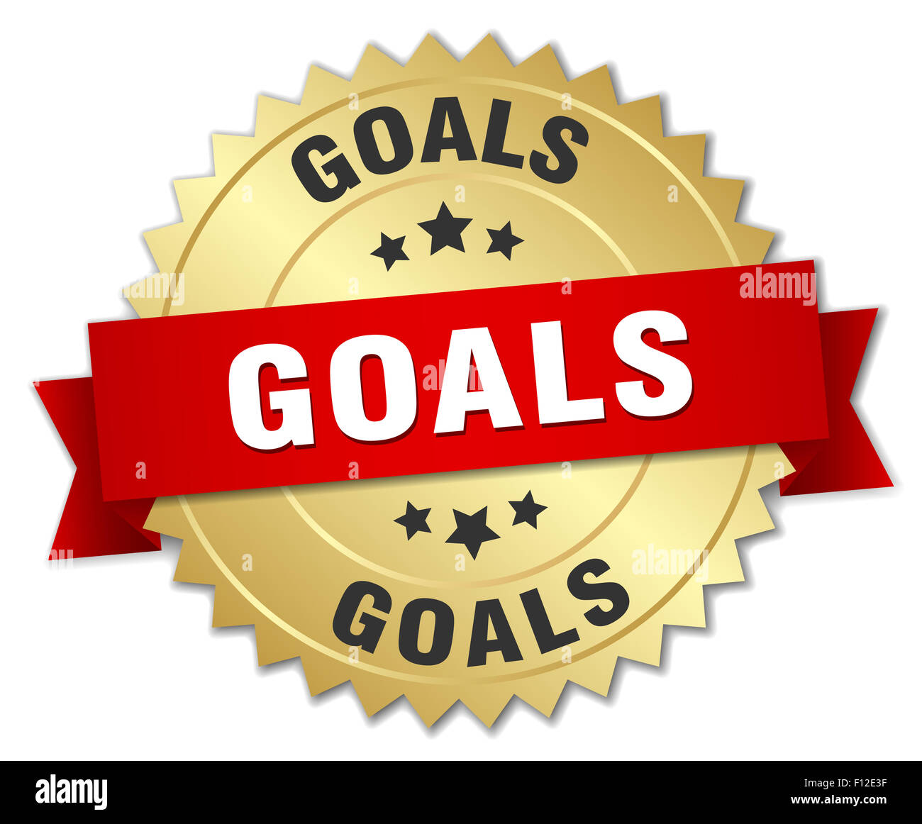 goals 3d gold badge with red ribbon Stock Photo - Alamy