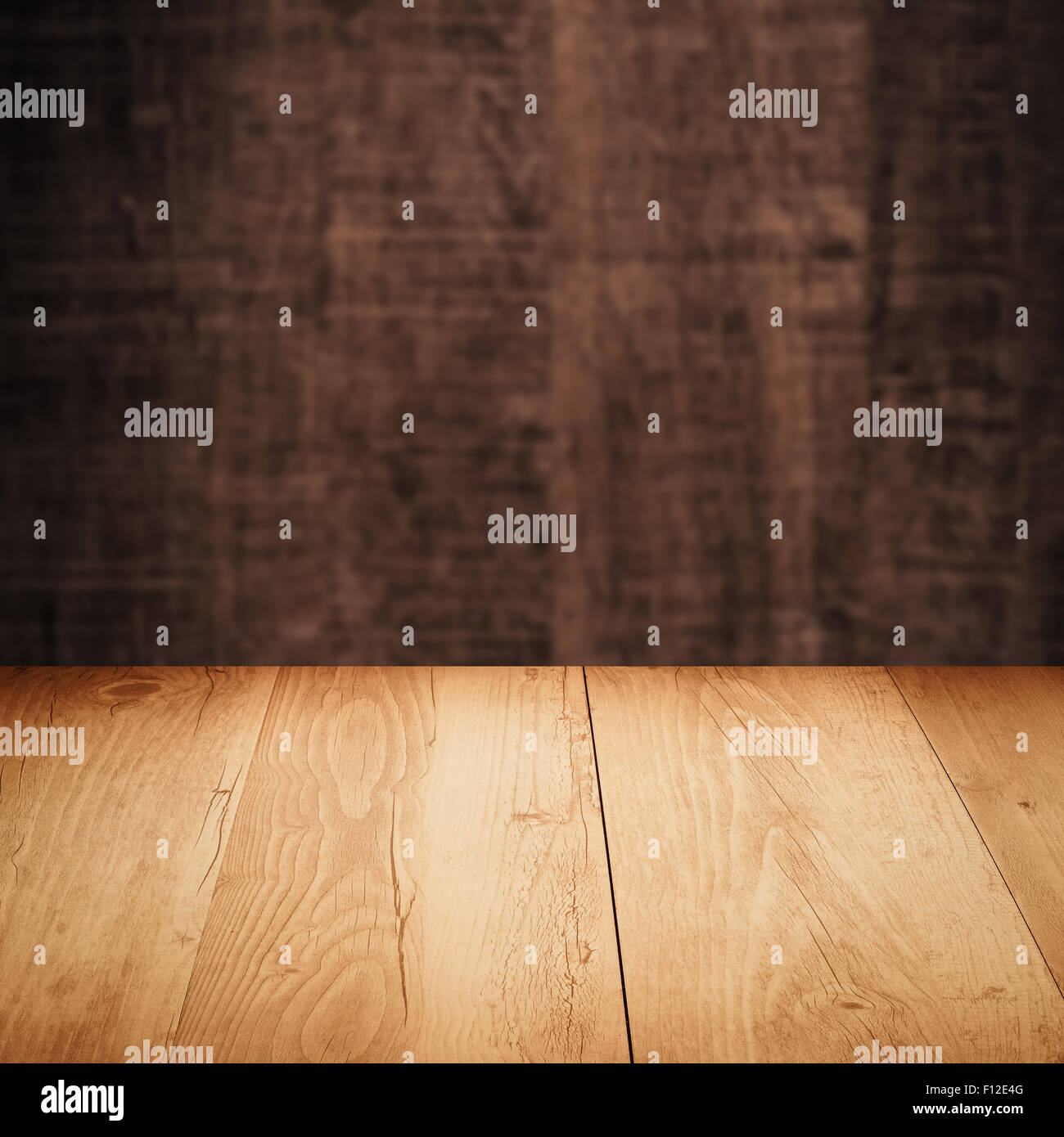Wood background - table with wooden wall Stock Photo - Alamy