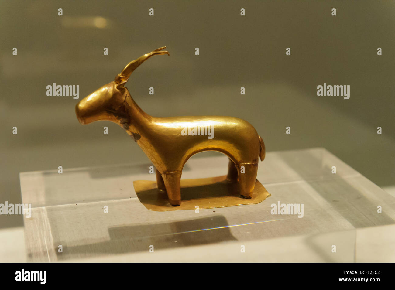 Ibex,the statue of the golden goat in the Museum of Prehistoric Thera ...