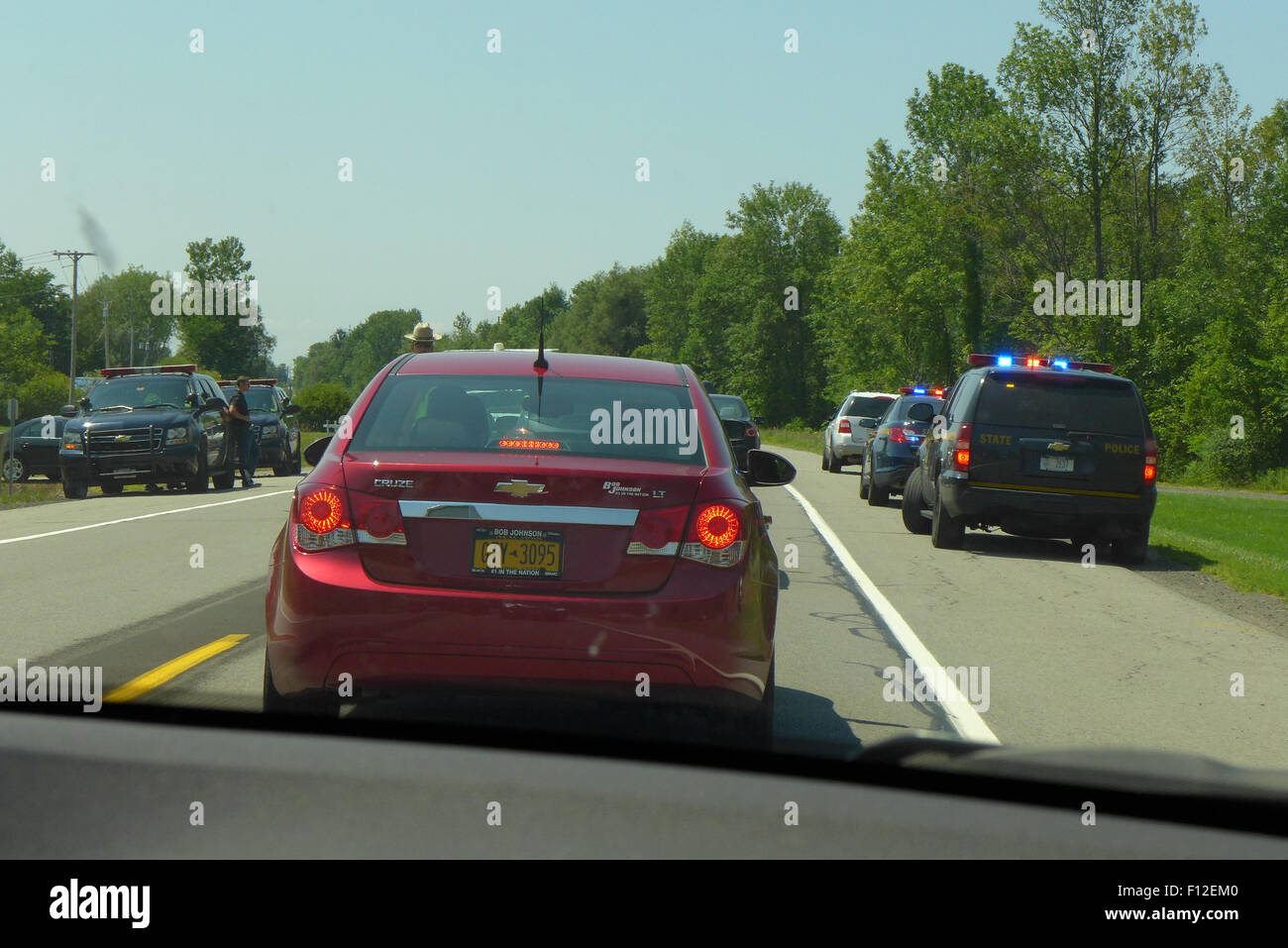 Police stopping traffic on highway Stock Photo - Alamy