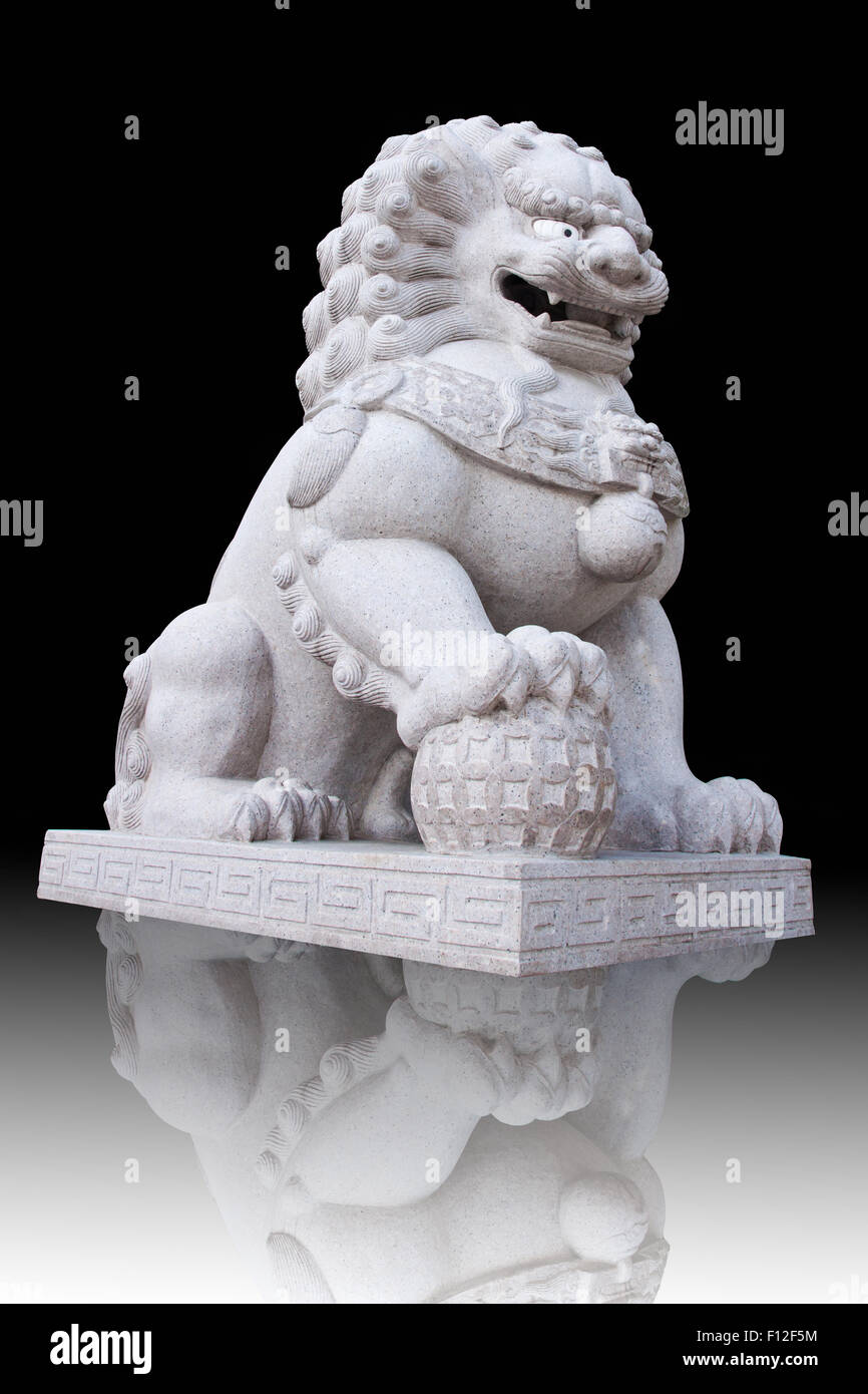 lion statue in chinese style temple Stock Photo - Alamy