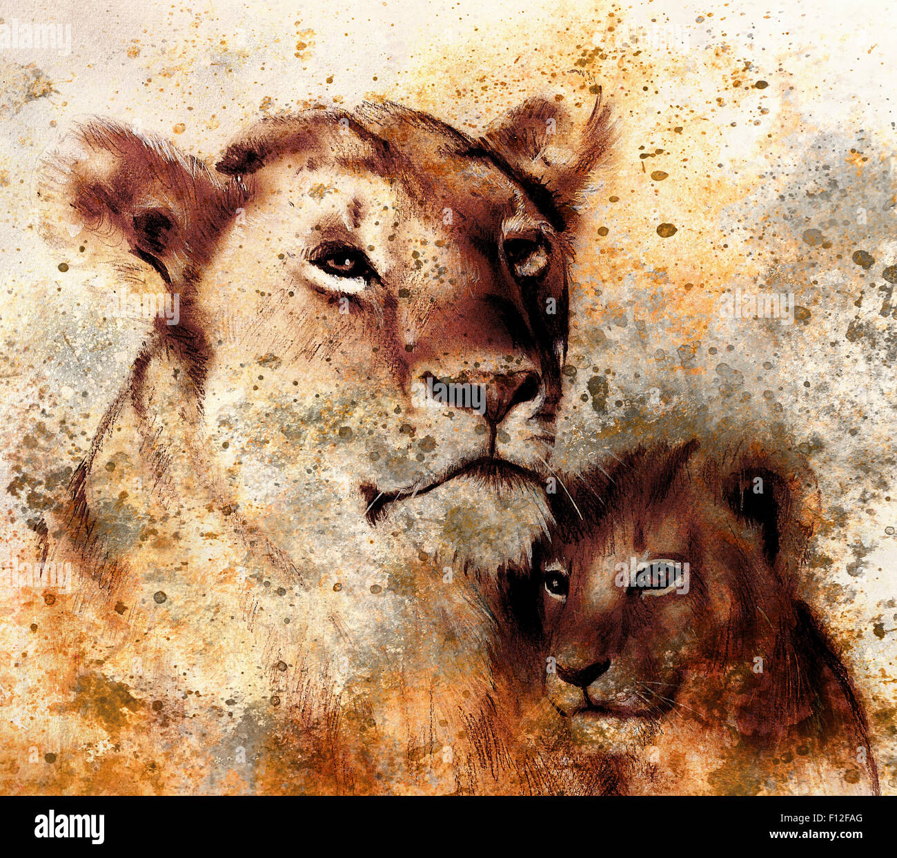 Abstract Lioness Painting