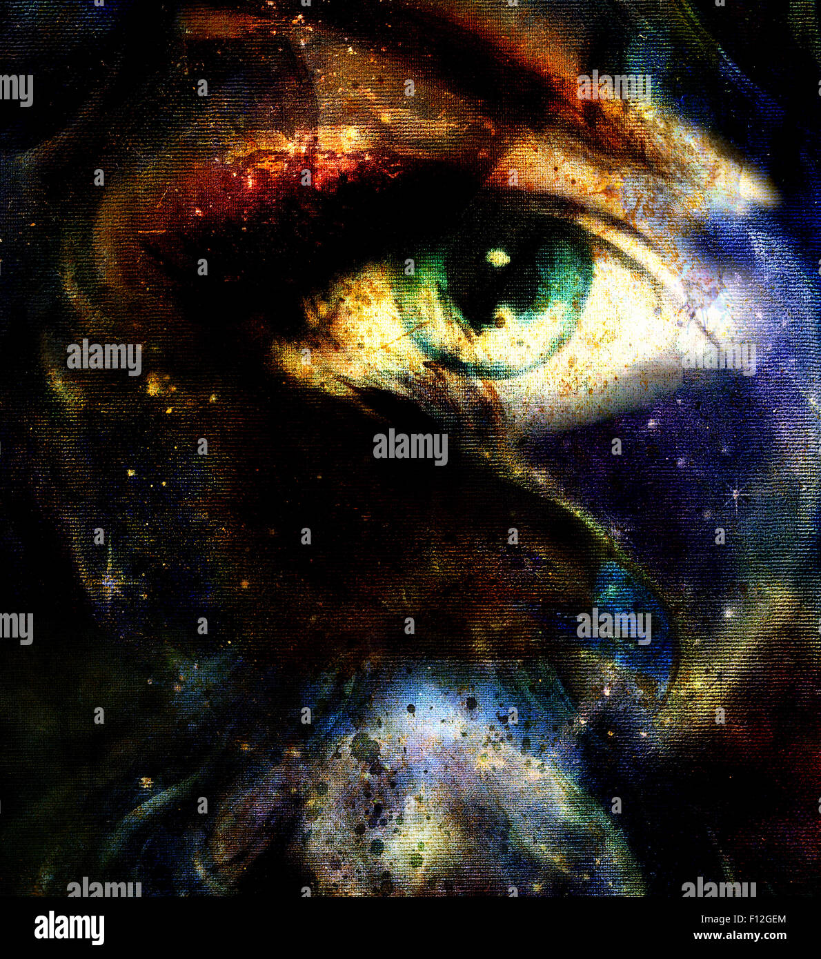women eye abstract painting in space and staes, make up Stock Photo - Alamy