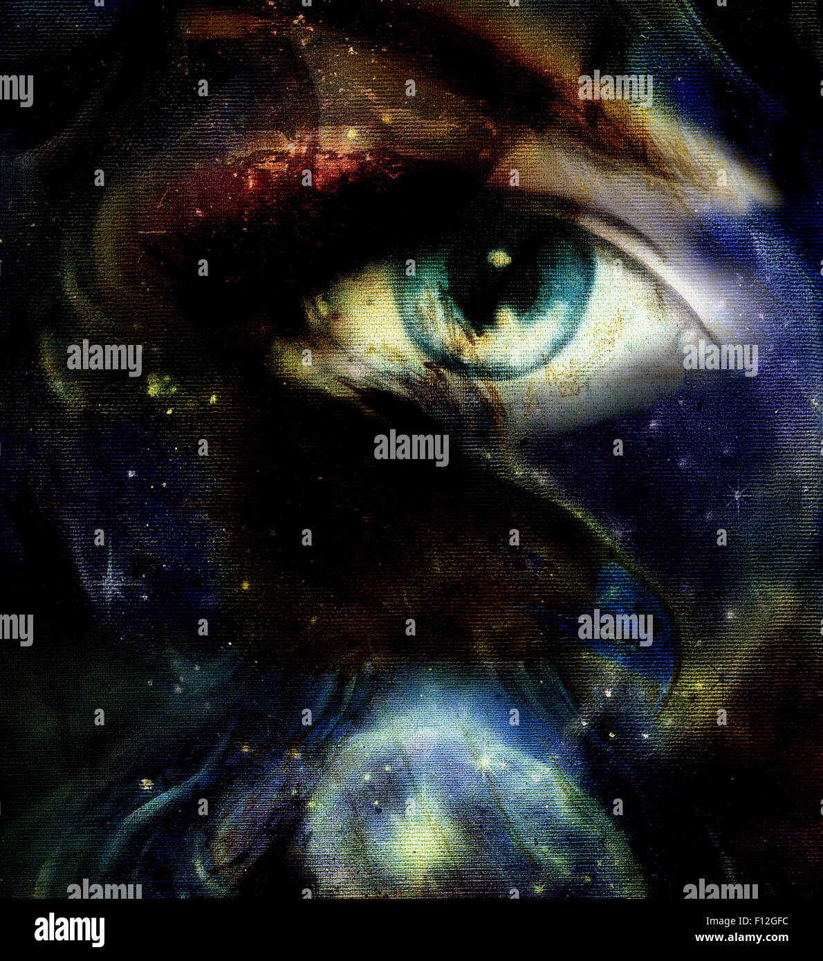 women eye abstract painting in space and staes, make up Stock Photo - Alamy