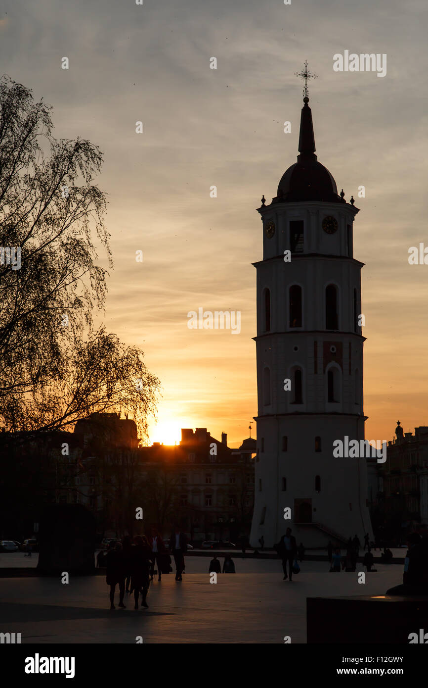 Silhouette front view of Vilnius Square with neo classical vilnius ...
