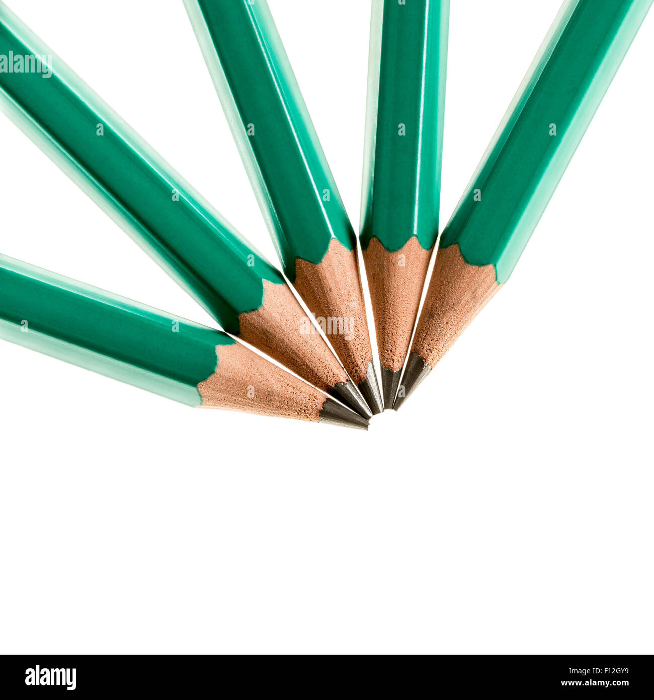 Upper view of black pencils isolated against a white background Stock ...
