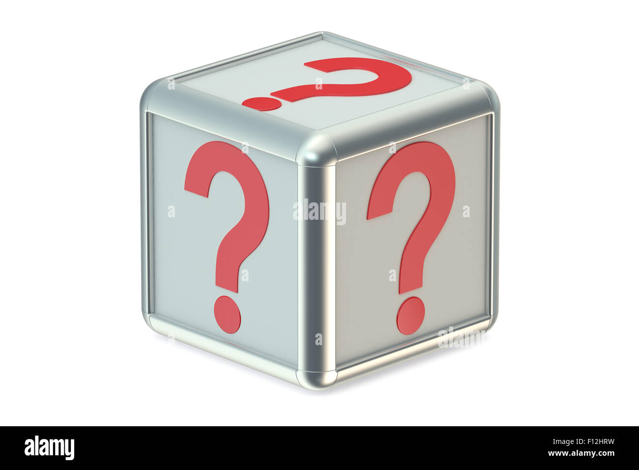 Question cube isolated on white background Stock Photo - Alamy