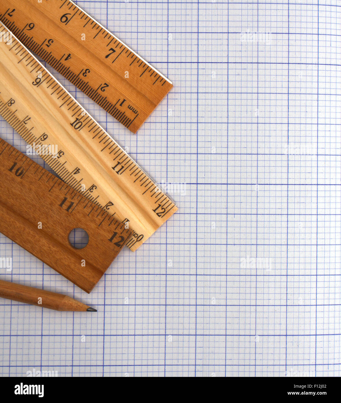 Millimeter paper, ruler and pencil Stock Photo - Alamy