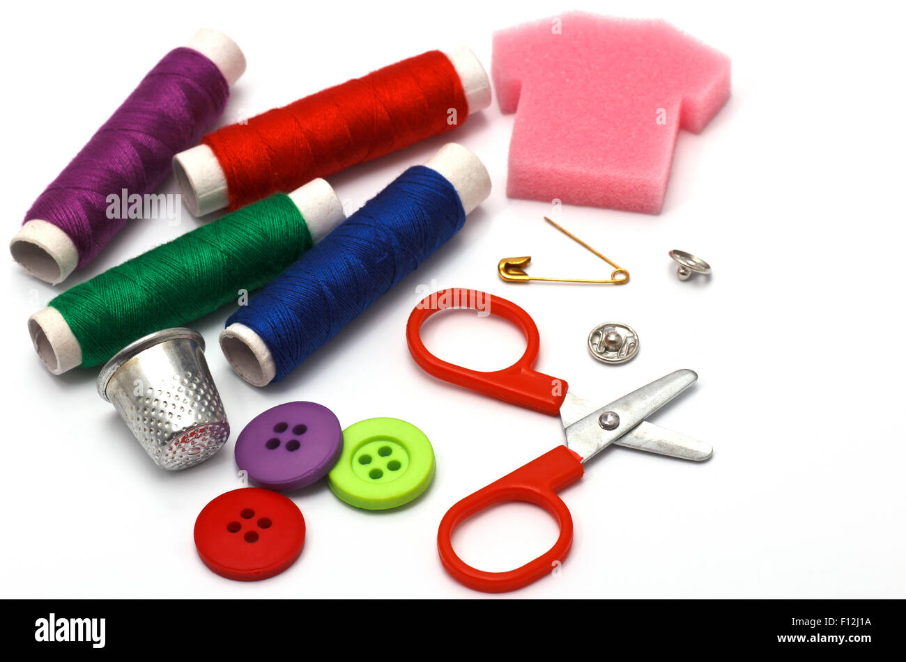 tools for needlework thread scissors Stock Photo - Alamy