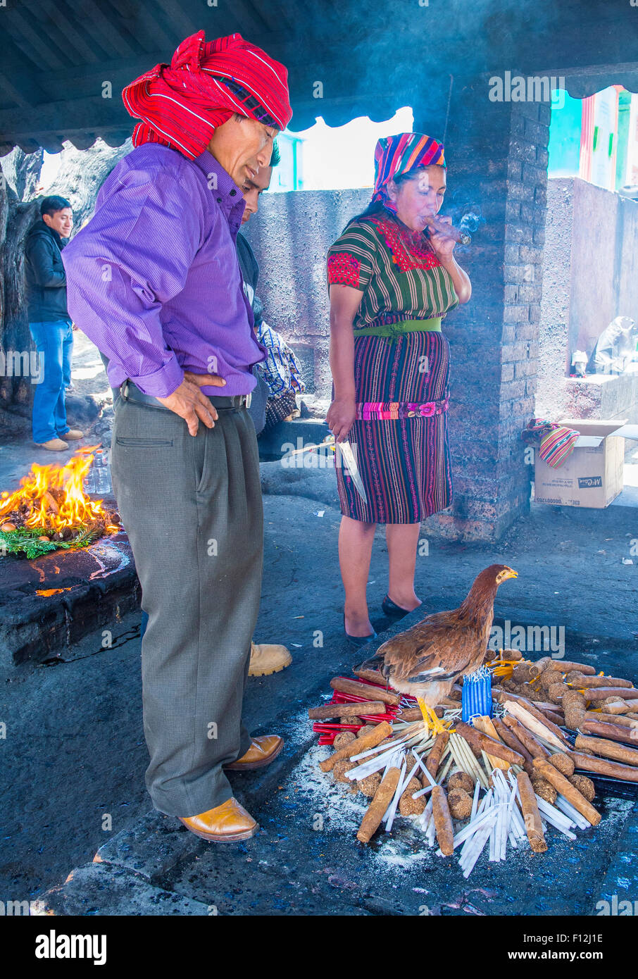 Guatemalan people take part in a traditional Mayan ceremony in ...