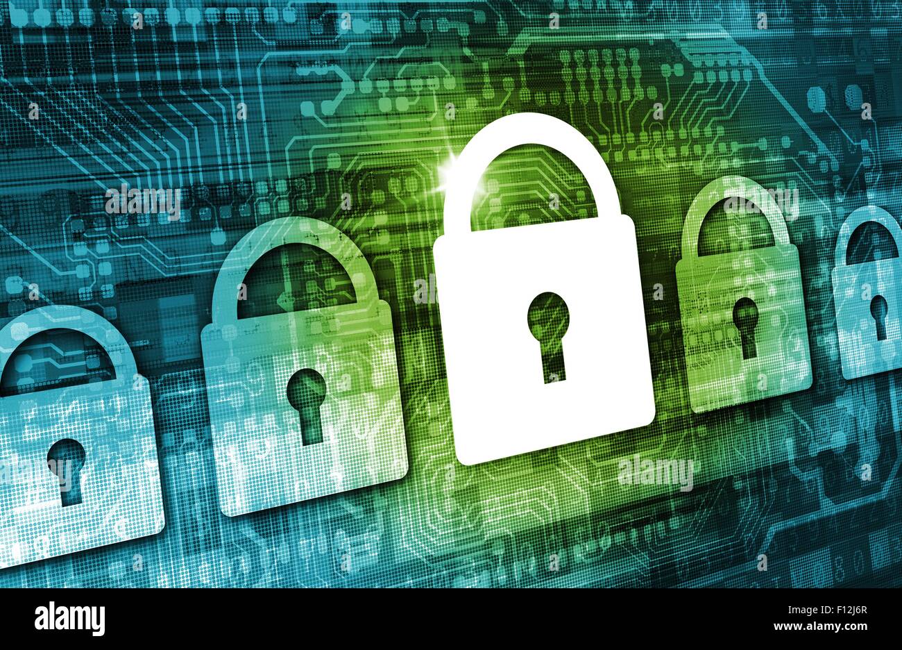 Online Data Security Concept Illustration with Padlock Icons, Cyber ...