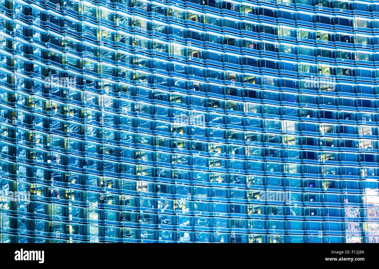 Blue Glassy Building Background. Hundreds of Windows Architecture ...