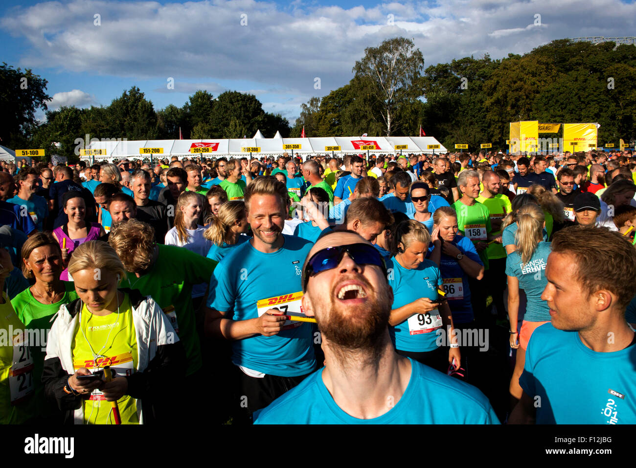 Copenhagen, Denmark, August 25th, 2015. Runners in DHL Relay Rally in ...