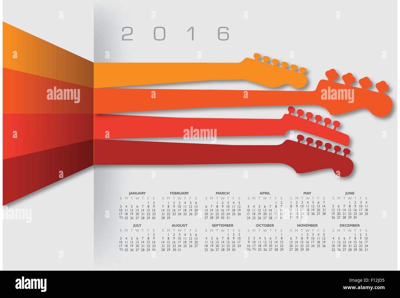 2016 Creative Guitar Calendar for Print or Web Stock Vector Image & Art ...
