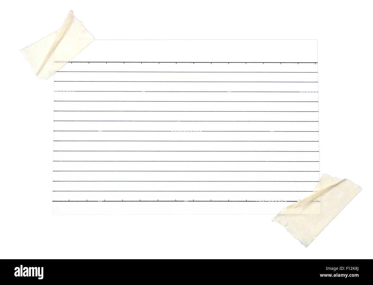 piece of lined paper stuck with tape Stock Photo - Alamy