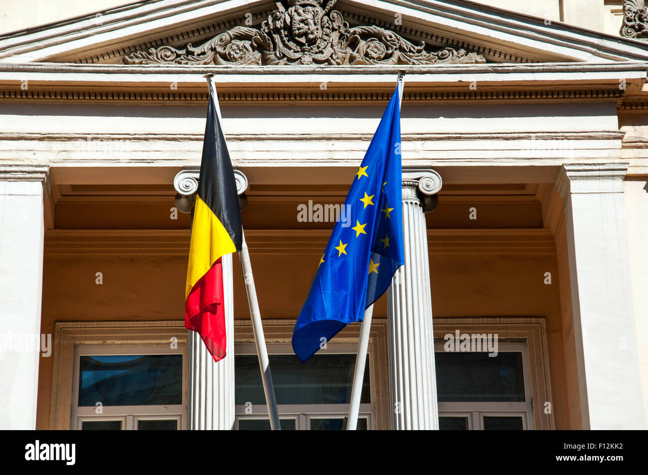 Belgium and European Union flags side by side Stock Photo - Alamy