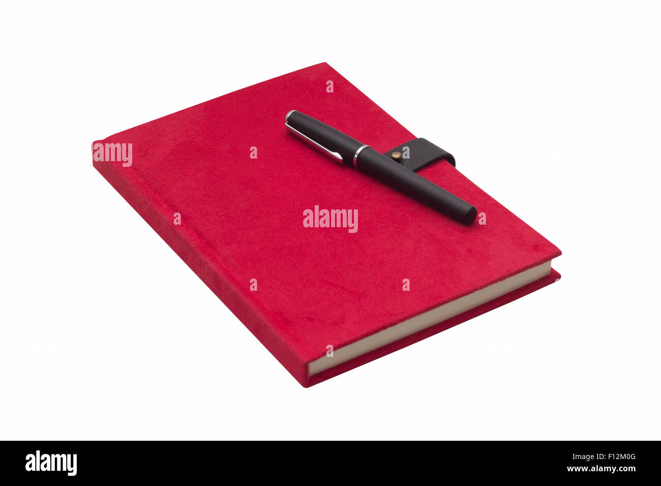 Blank red hardcover notebook with pen isolated Stock Photo - Alamy