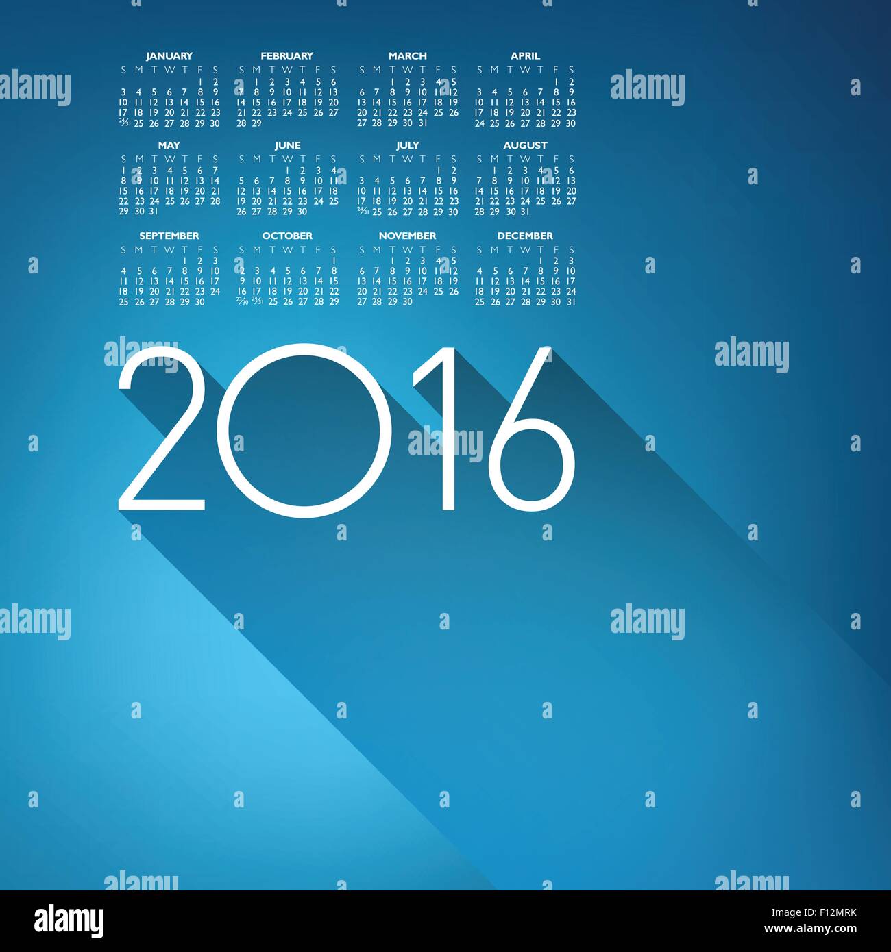 An Elegant 2016 Cloud Calendar with Space for Type Stock Vector Image ...