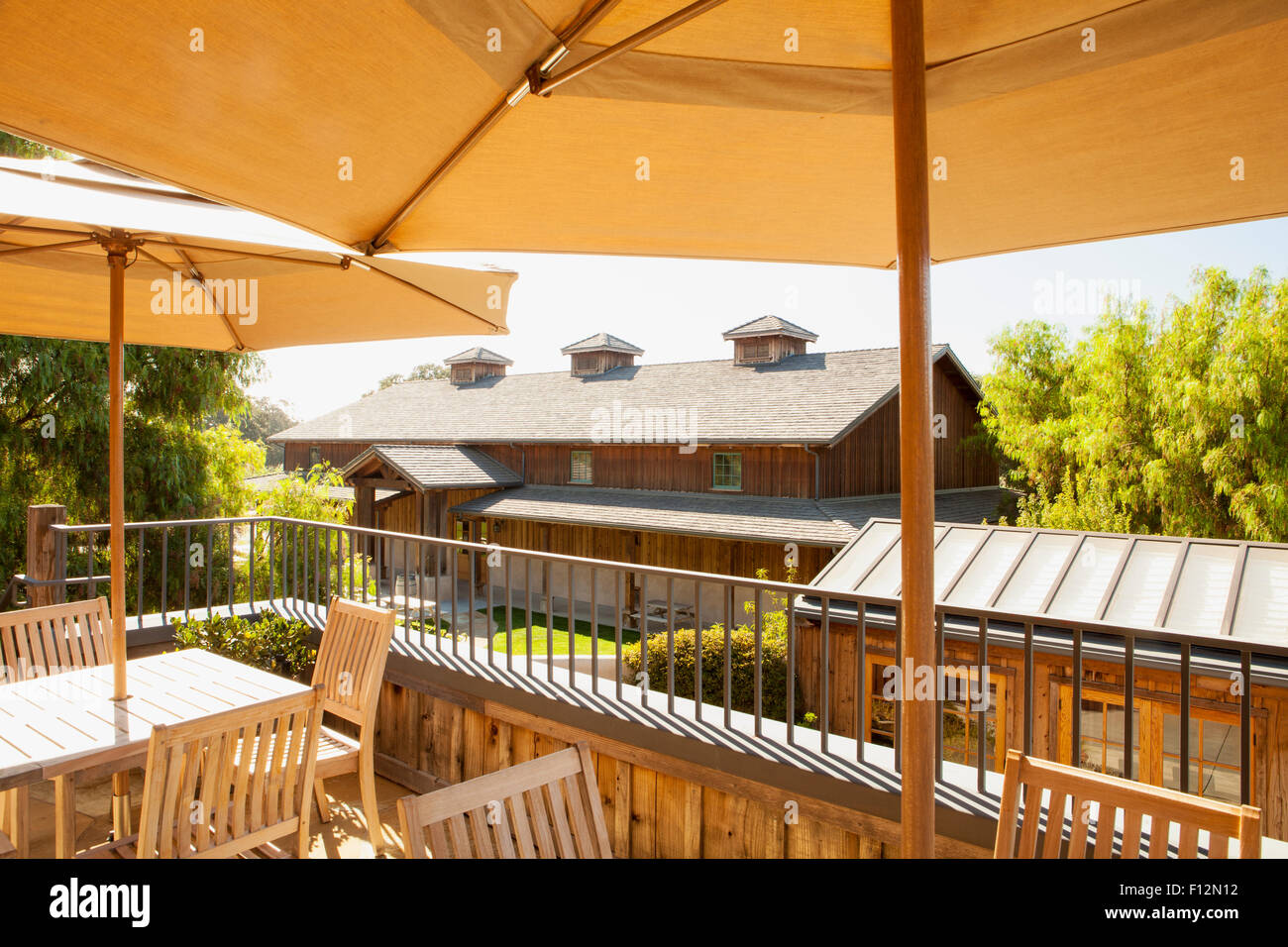 barrel barn and potting shed viewed from Member's Patio, Roblar Winery ...
