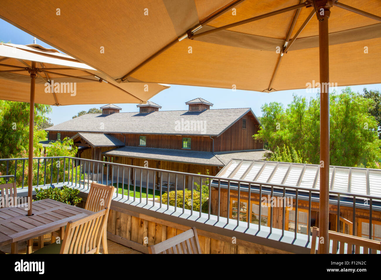 barrel barn and potting shed viewed from Member's Patio, Roblar Winery ...