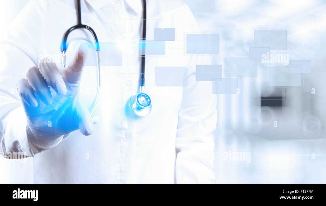 Medicine doctor working with modern computer interface as concept Stock ...