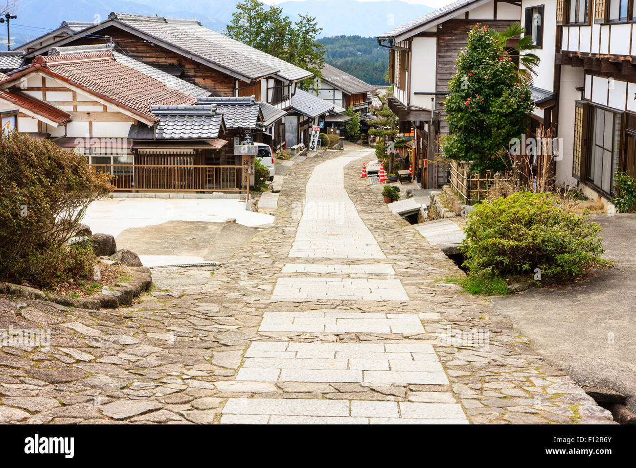 Old historical town of Magome on the Nakasendo Road in Japan. Both ...