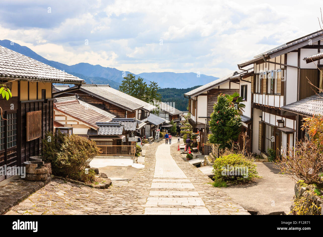 Old historical town of Magome on the Nakasendo Road in Japan. Both ...