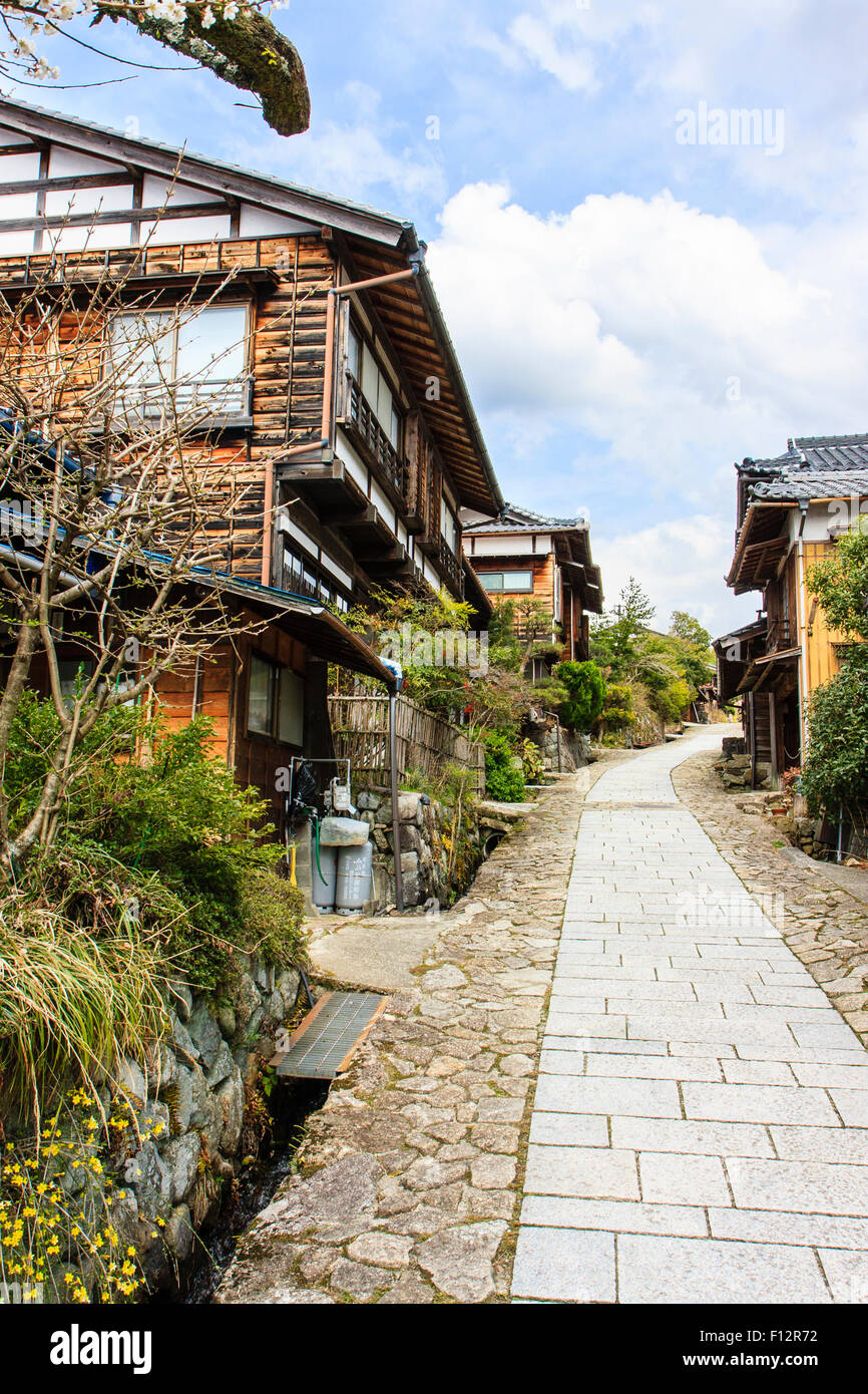 Old historical town of Magome on the Nakasendo Road in Japan. Both ...