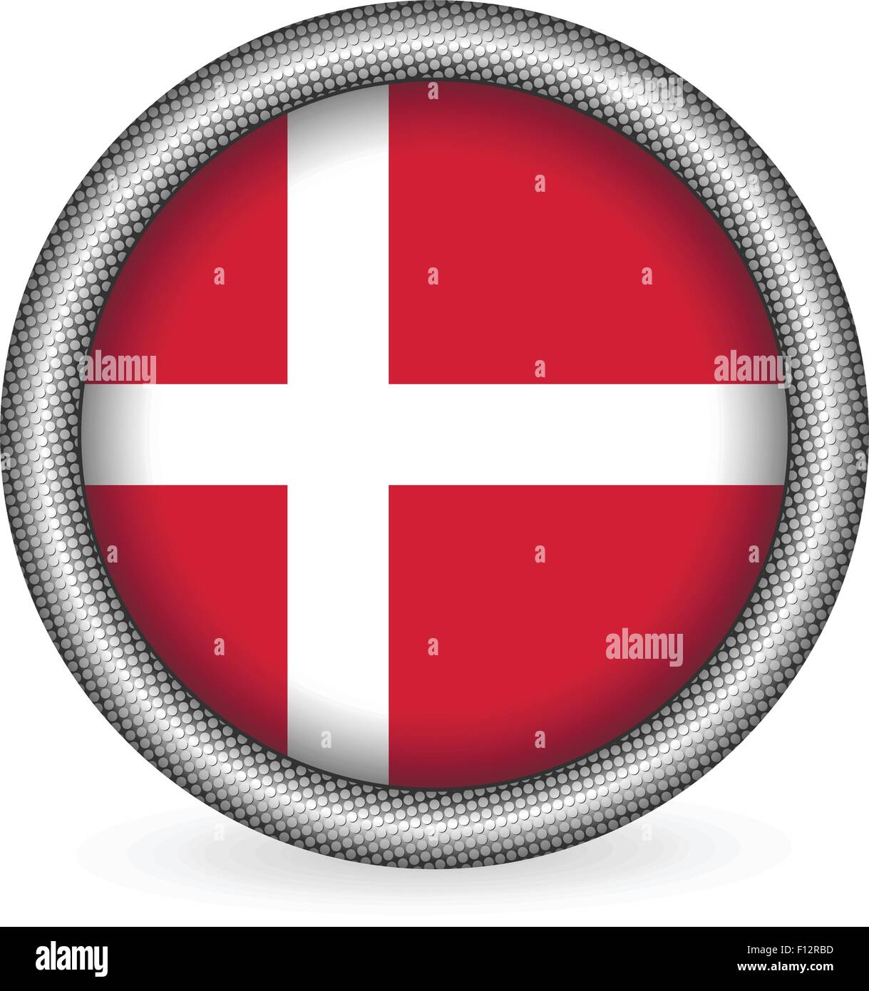 Denmark flag button on a white background. Vector illustration Stock ...