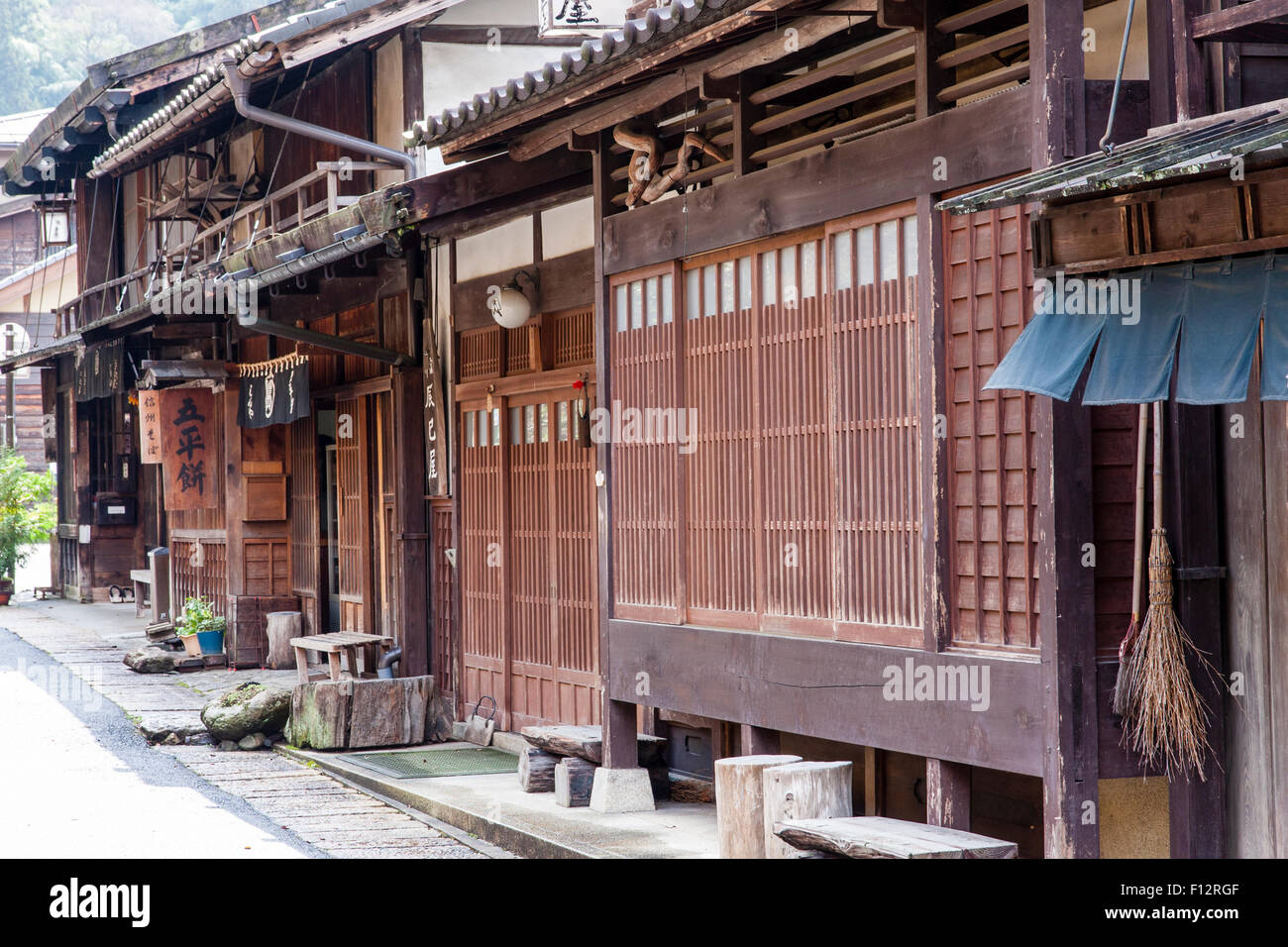 Tsumago, Japan. The main street of Terashita with traditional edo style ...