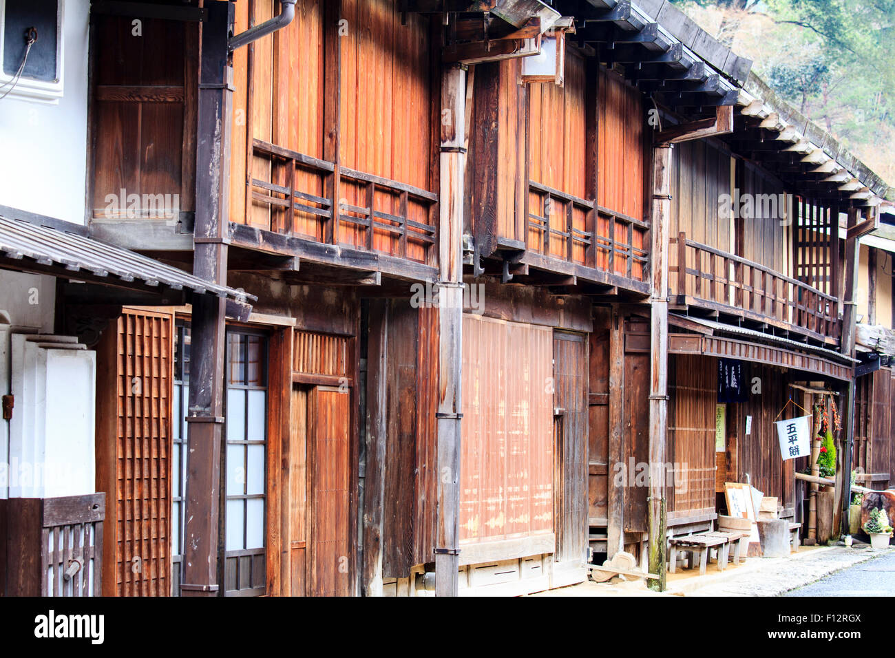 Tsumago, Japan. The main street of Terashita with traditional edo style ...