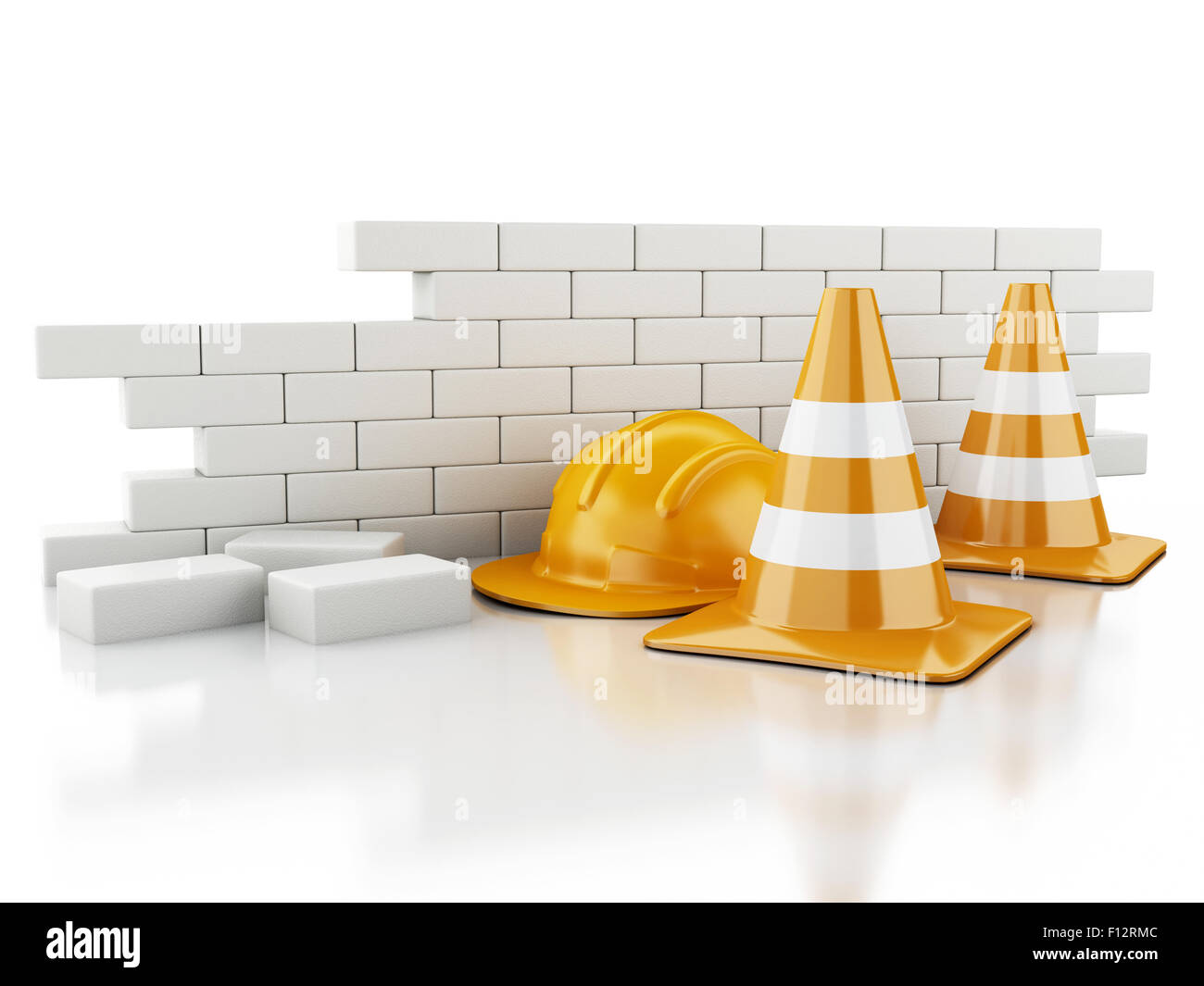 Traffic cone and brick wall High Resolution Stock Photography and ...