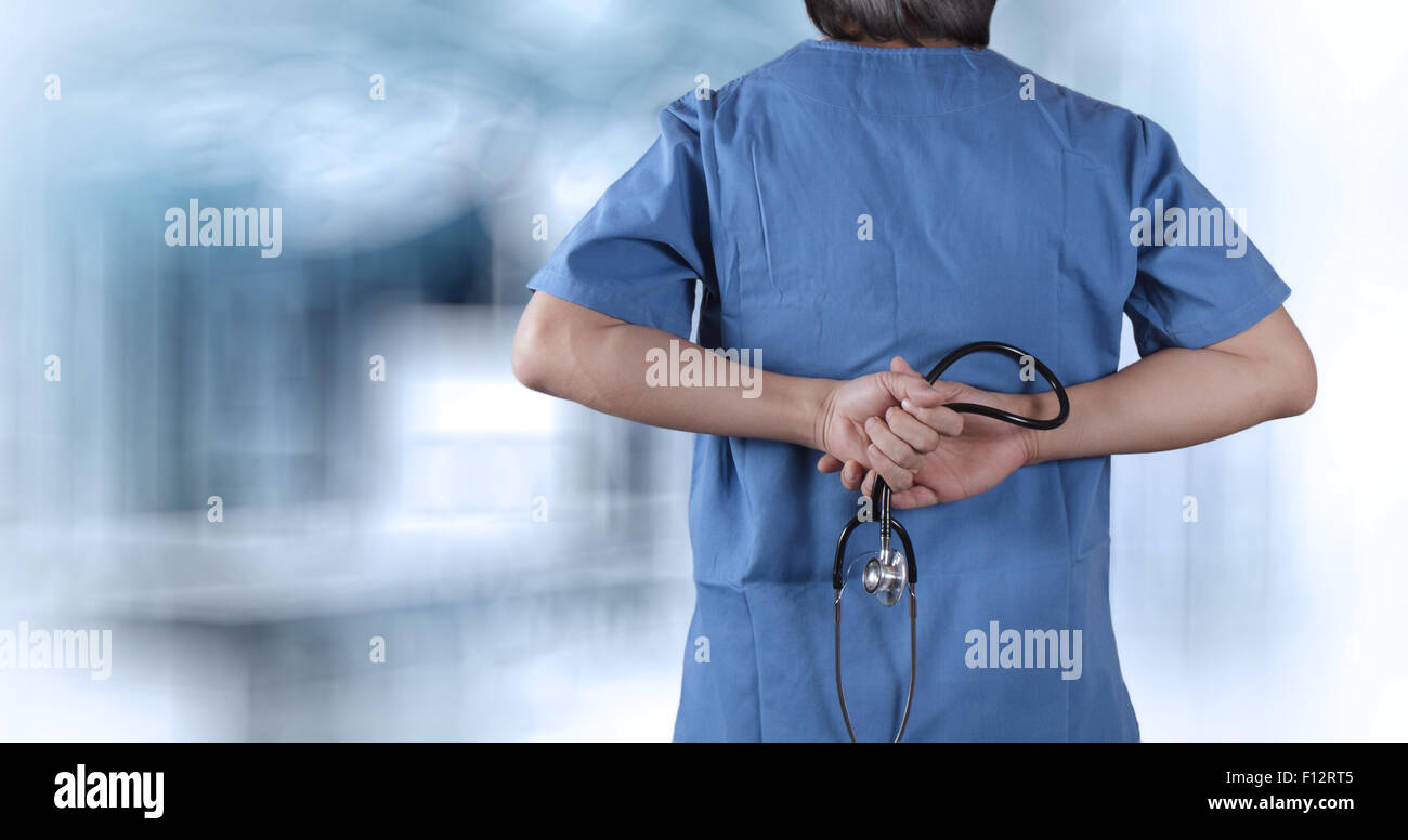 mart medical doctor working with abstract operating room as concept ...