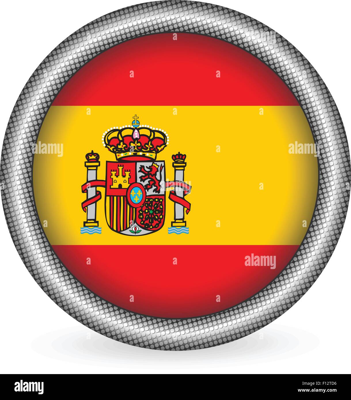 Spain flag button on a white background. Vector illustration Stock ...