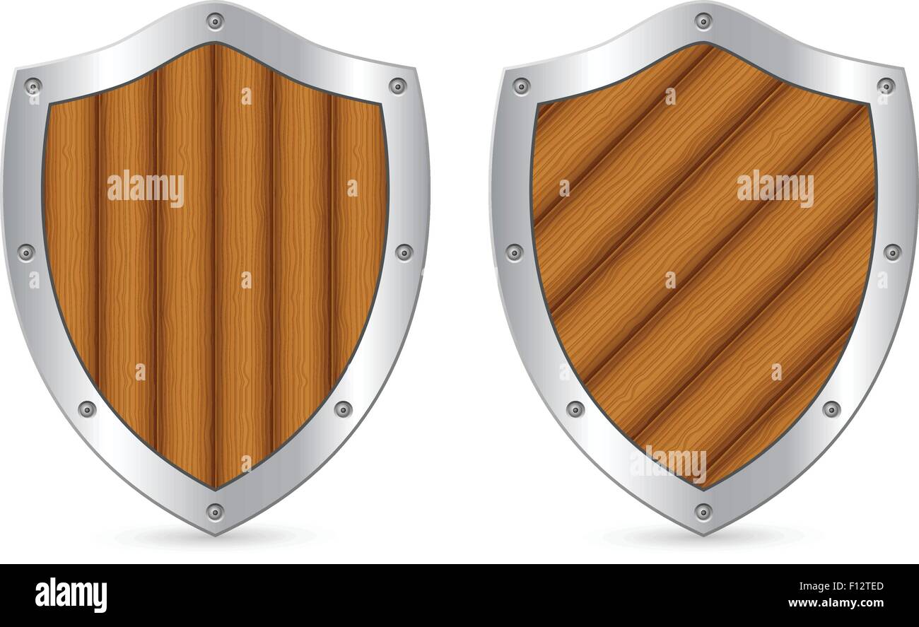 Wooden shield on a white background. Vector illustration Stock Vector ...