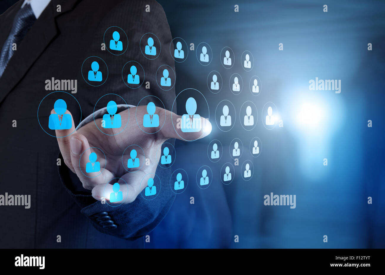 businessman hand choosing people icon as human resources concept Stock ...