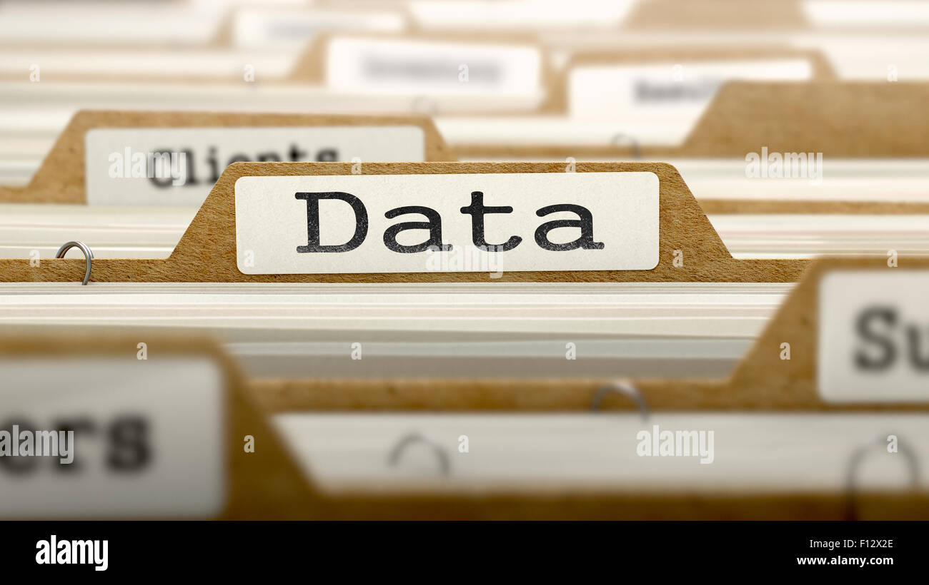 Data Concept with Word on Folder Stock Photo - Alamy