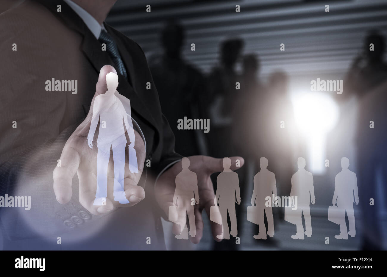 businessman hand choosing people icon as human resources concept Stock ...